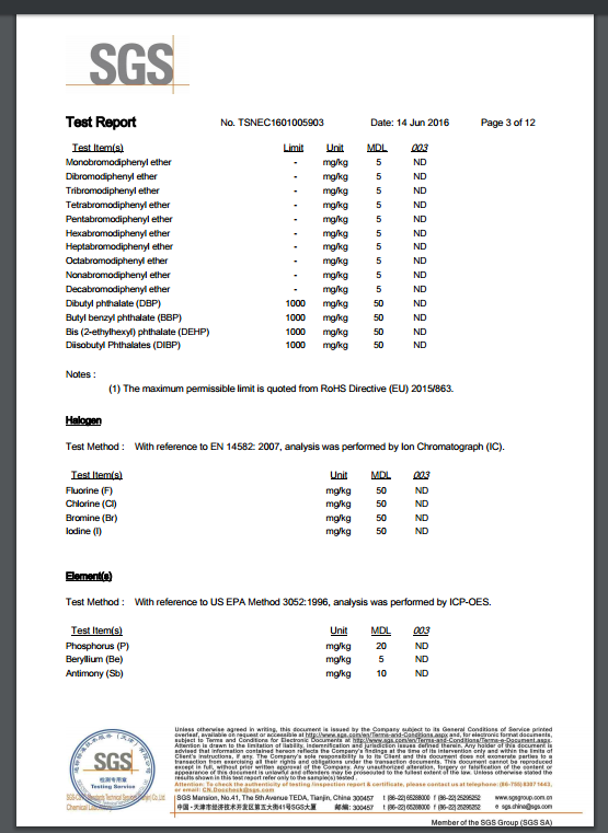 Bảng test report silicagel desiccant 2016 full- test SGS silicagel